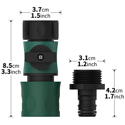 Asgens Hose Quick Connector, 5 Sets 10 PCS 3/4 Inch Garden Hose Fitting Quick Connector Adapter Male and Female Set with Shut-Off Valve Switch,10PCS Extra Rubber Washers