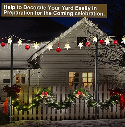 Derkniel 10 FT Outdoor String Light Pole Stand for Garden Lawn, Adjustable Globe Patio Light Post for Hanging Outside Decorate Lighting, 2 Packs
