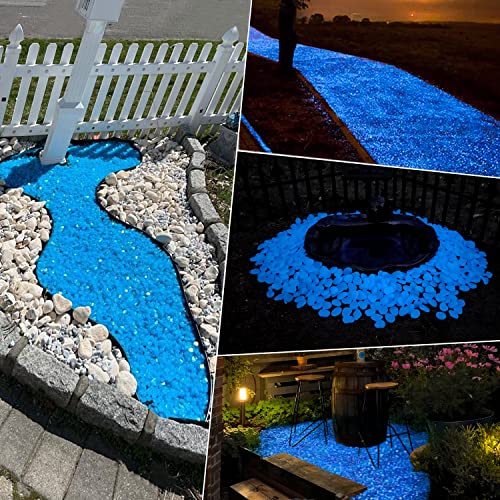 NAMTSO Glow in The Dark Rocks Outdoor, 500pcs Blue Glow Rocks Outdoor Garden, Glow in The Dark Stones for Landscaping, Glow in The Dark Pebbles for Walkway Pathway Backyard, Aquarium Fish Tank Rocks