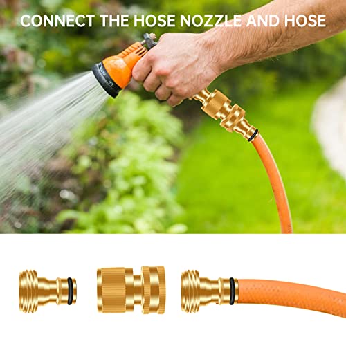 FRQNTKPA Garden Hose Quick Connector, No-Leak 3/4 Inch GHT Thread Fitting Water Hose Female Adapter and Male Adapter, Heavy-Duty Rust Resistant Brass Water Pipe Connect, Easy to Use ( 14 Pack )