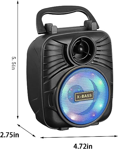 Wireless Bluetooth Speaker, Portable Speaker with Coloured Running Lights Bluetooth Speaker, Wireless Compact Audio Subwoofer 360° Surround Sound with TFC Card, AUX Cable, USB Flash Card (Blue)