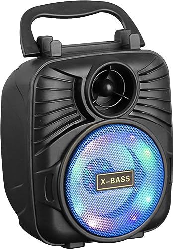 Wireless Bluetooth Speaker, Portable Speaker with Coloured Running Lights Bluetooth Speaker, Wireless Compact Audio Subwoofer 360° Surround Sound with TFC Card, AUX Cable, USB Flash Card (Blue)