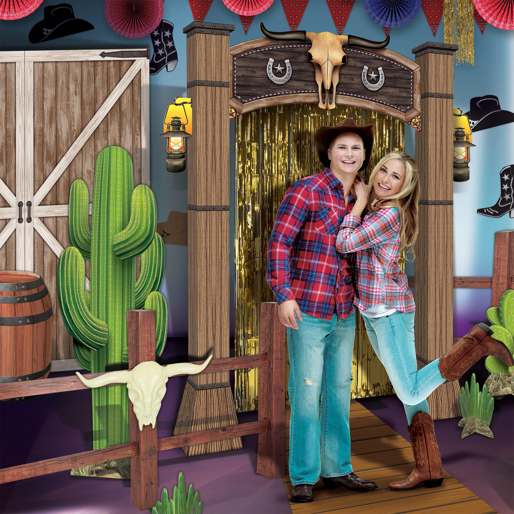 Beistle Large 3' 8" x 6' x 7" Cardboard Brown Fence Decorations Photo Prop Western Party Decor for Events Photography Shoot