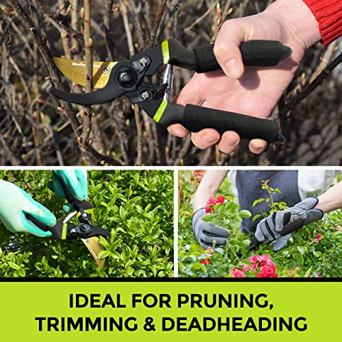 Mueller Soft Grip Garden Pruning Shears, Heavy Duty Pro Series Garden Clippers, Bypass Pruners, Durable Hardened Titanium Blades, 1.2" Cutting Diameter, Blade Lock
