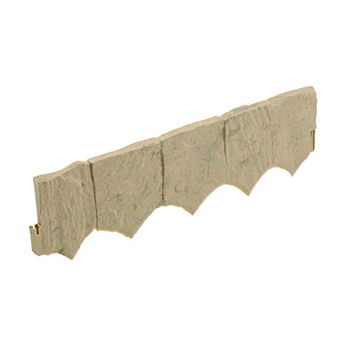 Suncast Flagstone No Dig Border Edging for Garden, Lawn, or Landscaping, Light Tan Marble (Set of 5)