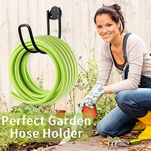 Hose Holder Wall Mount - Heavy-Duty Garden Water Hose Hanger Outdoor, Durable Hand-Forged Hose Rack Hook Mount for Expandable Hose (1, 14CM)