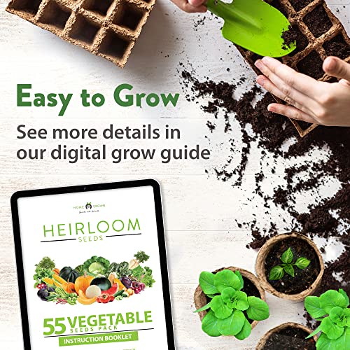 55 Heirloom Vegetable Seeds | 27,500+ Non GMO Garden Seed Variety Pack | Gardening Seeds for Planting Vegetables and Fruits, & Lettuce | Prepper Supplies | Survival Gear | Spring, Summer, Fall