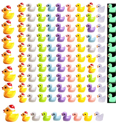 Honiweer Fairy Garden Accessories Mini Ducks, 8 Colors Miniature Figures Micro Fairy Garden Landscape Aquarium Dollhouse Ornament Potted Plants Decoration DIY for Christmas Accessories (96 Pieces)