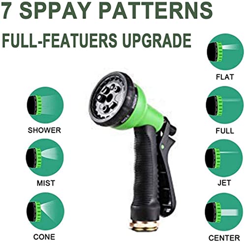 TOP DOG Rubber Garden Hose 30FT, No Kink Garden Water Hose With 7 Function Nozzle and Solid Brass Fittings Extra Strength Durable Gardening Flexible Hose for Garden/House/Car/Yard Washing