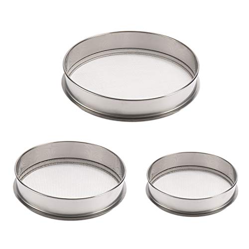 Apipi 3 PCS Stainless Steel Soil Sieve Kits - 1.7/2/ 2.36 mm Durable Stainless Steel Soil Sifter, Seeding Cultivation Tools Set for Garden Soil Lawn Patio Sand Sifter