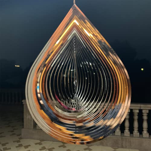 Wind Spinner 3D Stainless Steel Metal Sculptures Decorations, 3D Water Droplets Metal Wind Sculptures & Spinners for Indoor Outdoor Garden Decoration 12inch