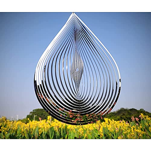 Wind Spinner 3D Stainless Steel Metal Sculptures Decorations, 3D Water Droplets Metal Wind Sculptures & Spinners for Indoor Outdoor Garden Decoration 12inch