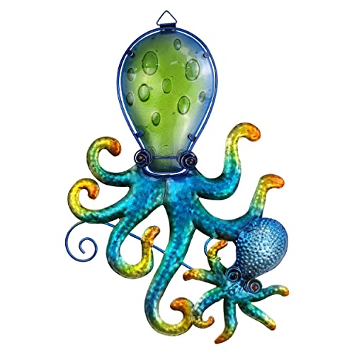 JOYBee Metal Octopus Wall Art Decor-Outdoor Indoor Coastal Hanging Art-Ocean Theme Metal Outdoor Garden Wall Art Decor for Patio Backyard Yard Fence Pool Bathroom Living Room-Costal Decorations(Blue)