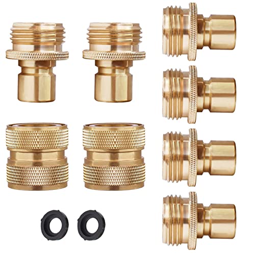 PLG Brass 8-Piece Quick Connect Garden Hose Fittings, 6 Male and 2 Female Set