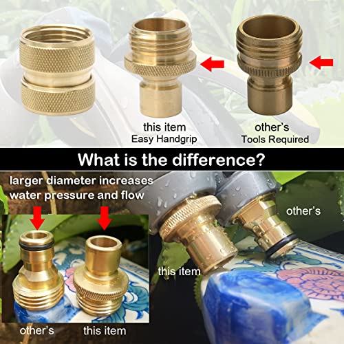 PLG Brass 8-Piece Quick Connect Garden Hose Fittings, 6 Male and 2 Female Set