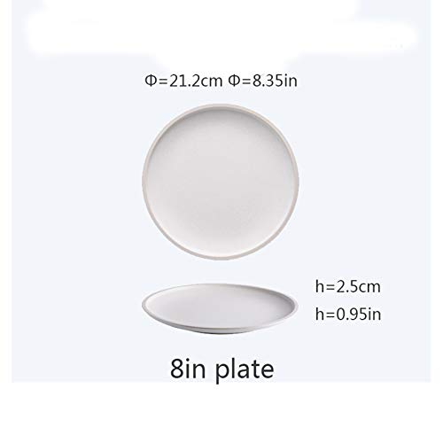 Ceramic Dinner Plates Everyday Use Breakfast Plate, Matte Glazed Dessert, Salad, Appetizer plate, 8 Inch Round Steak plate, Four Soft Color Salad Pasta Dinner Plates (Color : Gray, Size : 2pack)