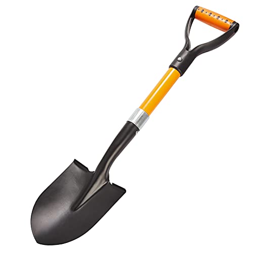 Shovel for Digging 28-inch Small Round Shovel with D-Handle Kids Metal Beach Shovel,Camp Shovel ,Garden Shovel ,Gardening Tools Fiberglass Handle