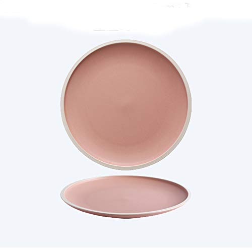 Ceramic Dinner Plates Everyday Use Breakfast Plate, Matte Glazed Dessert, Salad, Appetizer plate, 8 Inch Round Steak plate, Four Soft Color Salad Pasta Dinner Plates (Color : Gray, Size : 2pack)