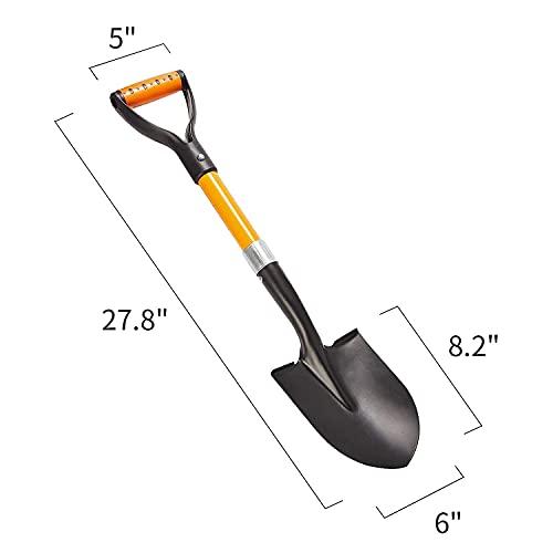 Shovel for Digging 28-inch Small Round Shovel with D-Handle Kids Metal Beach Shovel,Camp Shovel ,Garden Shovel ,Gardening Tools Fiberglass Handle