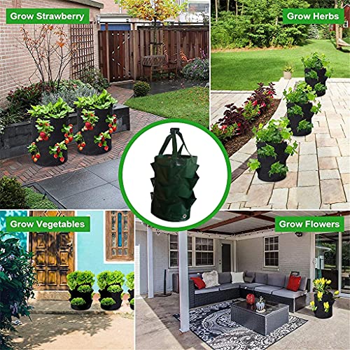 EBOCACB 3 pcs Hanging Planter Bag with Handles, Plastic Hanging Strawberry Planting Containers Strawberry Grow Bags Foldable Durable Growing Bags Grow Planter for Growing Vegetables Flowers Herb Plant