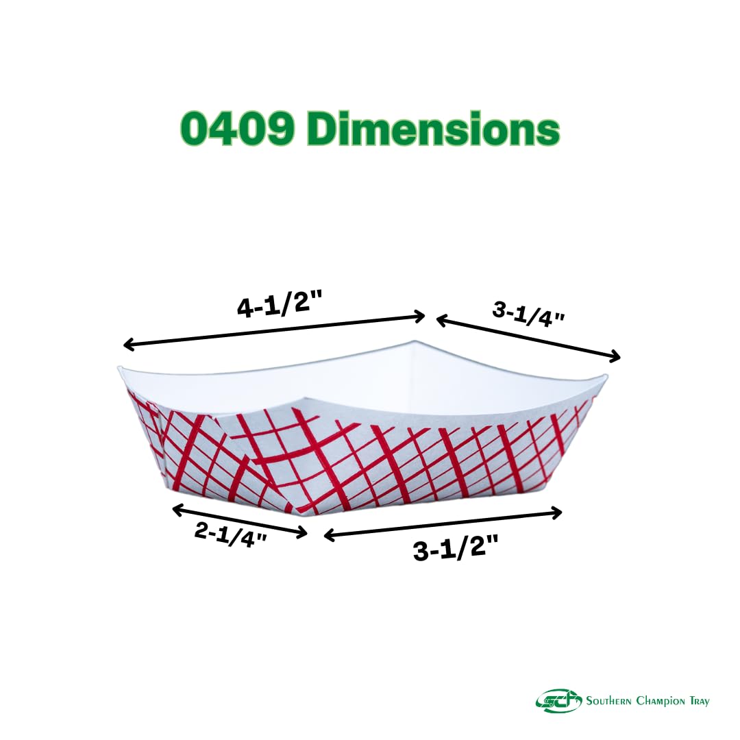 Southern Champion Tray 0409 #50 Southland Paperboard Food Tray, 1/2 lb Capacity, Red Check (Case of 1000)