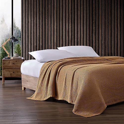 Eddie Bauer Blanket Soft Waffle Weave Bedding, Medium Weight Bedroom Decor, Softens Every Wash, King, Brown