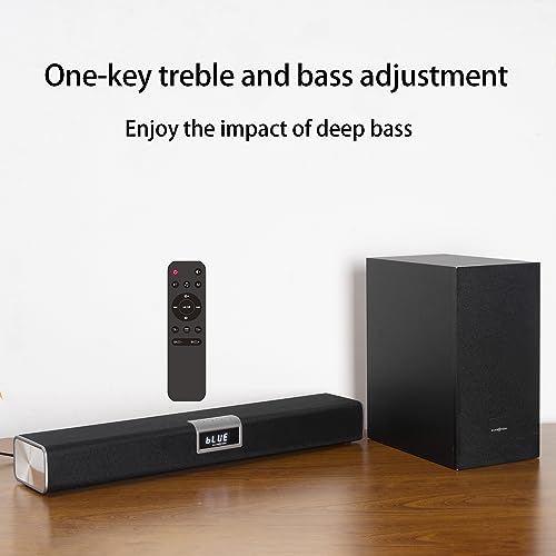 Phasetech Soundbar with 2 Wireless Microphones 2.1CH Bluetooth Sound Bar with Subwoofer, Karaoke Machine with Vocal Elimination, Sound Modification, Ambient Special Sound for Home Theater Audio