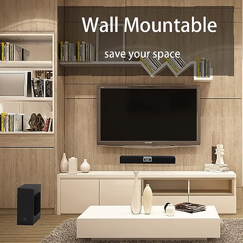Phasetech Soundbar with 2 Wireless Microphones 2.1CH Bluetooth Sound Bar with Subwoofer, Karaoke Machine with Vocal Elimination, Sound Modification, Ambient Special Sound for Home Theater Audio