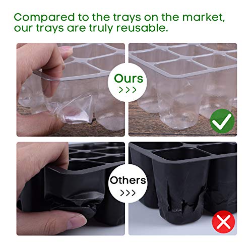 MIXC 10 Packs Seed Starter Tray Seed Starter Kit with Humidity Dome (120 Cells Total Tray) Seed Starting Trays Plant Starter Kit and Base Mini Greenhouse Germination Kit for Seeds Growing Starting