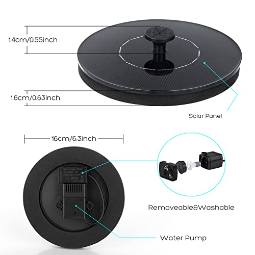 Mademax Solar Bird Bath Fountain Pump, Solar Fountain with 4 Nozzle, Free Standing Floating Solar Powered Water Fountain Pump for Bird Bath, Garden, Pond, Pool, Outdoor