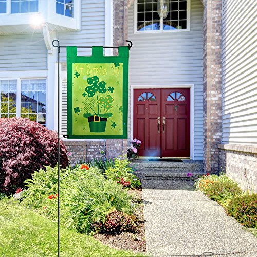 KUUQA Happy St. Patrick's Day Garden Flag Decorative Clovers Irish Green Shamrocks 12 x 18 Inches for Garden and Home Decorations