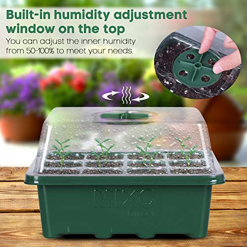 MIXC 10 Packs Seed Starter Tray Seed Starter Kit with Humidity Dome (120 Cells Total Tray) Seed Starting Trays Plant Starter Kit and Base Mini Greenhouse Germination Kit for Seeds Growing Starting