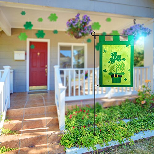 KUUQA Happy St. Patrick's Day Garden Flag Decorative Clovers Irish Green Shamrocks 12 x 18 Inches for Garden and Home Decorations