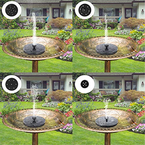 Mademax Solar Bird Bath Fountain Pump, Solar Fountain with 4 Nozzle, Free Standing Floating Solar Powered Water Fountain Pump for Bird Bath, Garden, Pond, Pool, Outdoor