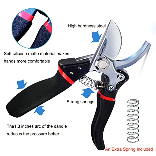 Kynup Pruning Shears for Gardening, Gardening Shears Heavy Duty, Cutting Shears Garden,Hedge Clippers, Rose Pruning Shears, Hand Clippers Gardening (Red Black)