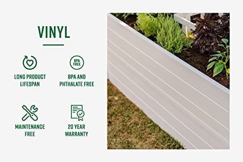 Vita Classic 4 Foot x 4 Foot x 22 inch Keyhole Garden Bed with Composting Basket, White, PVC, BPA and Pthalate Free, VT17101