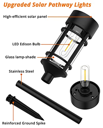 8 Pack Solar Pathway Lights, Upgrade Bright Solar Garden Lights Decorative, Waterproof Solar Outdoor Lights Christmas Pathway Lights for Yard Lawn Walkway Landscapes, Auto On/Off, Easy-to-Install