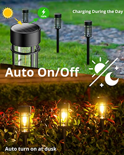 8 Pack Solar Pathway Lights, Upgrade Bright Solar Garden Lights Decorative, Waterproof Solar Outdoor Lights Christmas Pathway Lights for Yard Lawn Walkway Landscapes, Auto On/Off, Easy-to-Install