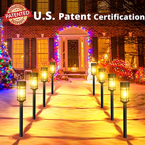 8 Pack Solar Pathway Lights, Upgrade Bright Solar Garden Lights Decorative, Waterproof Solar Outdoor Lights Christmas Pathway Lights for Yard Lawn Walkway Landscapes, Auto On/Off, Easy-to-Install