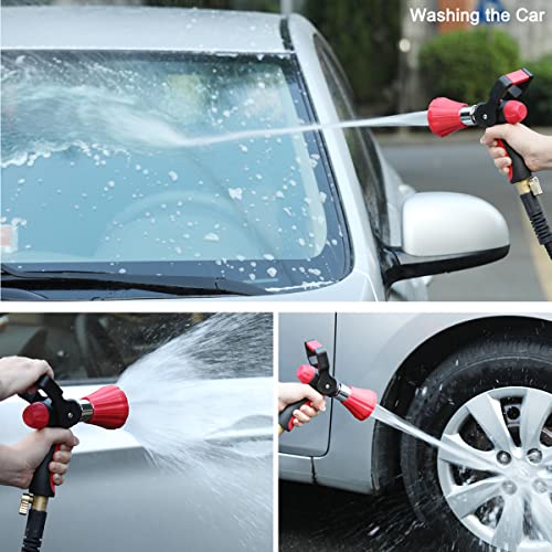 FANHAO High Pressure Fireman's Spray Nozzle, Heavy Duty Metal Garden Hose Nozzle with Slip Ergonomic Grip and Lever Handle, Adjustable Water Nozzle for Watering Lawn and Garden