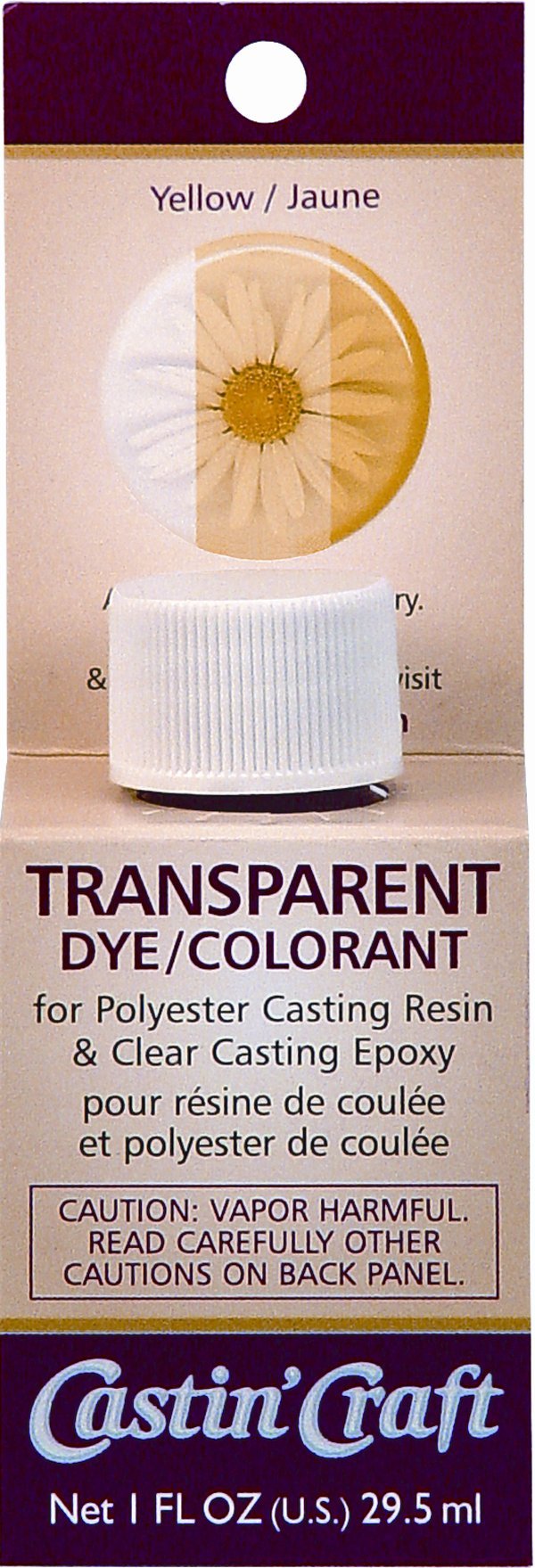 Environmental Technology Castin’ Craft Universal Transparent Resin Dye (1 oz | Yellow-Colored) Liquid Coloring Pigments for Polyester & Casting Epoxy | DIY Jewelry Making Concentrated Colorant Drops