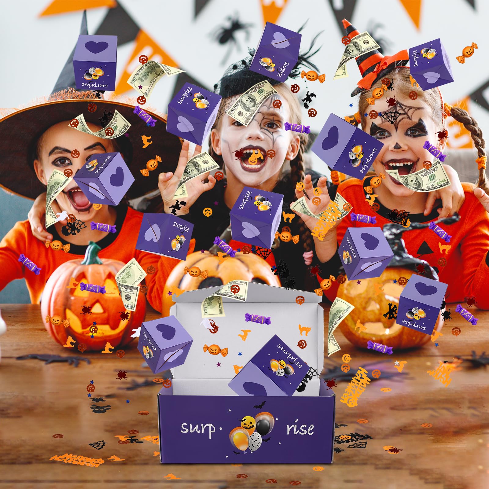 Halloween Surprise Gift Box Explosion, Happy Halloween Exploding Gift Box, Funny Money Box for Cash Candies Gift, for Kids Women Men Best Friend Girlfriend Wife Sister