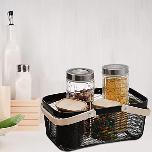 ZEAYEA Mesh Storage Basket with Handle, Garden Harvest Basket, Mesh Fruit Vegetables Gathering Basket Bin, Multi-functional Metal Wire Basket for Kitchen Garden Picnic Cabinet