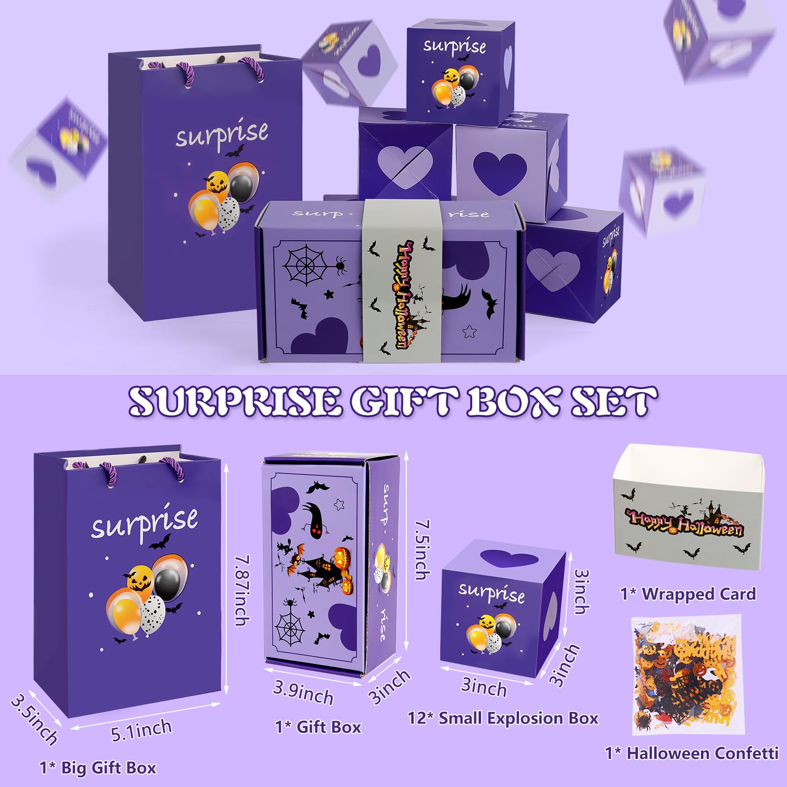 Halloween Surprise Gift Box Explosion, Happy Halloween Exploding Gift Box, Funny Money Box for Cash Candies Gift, for Kids Women Men Best Friend Girlfriend Wife Sister