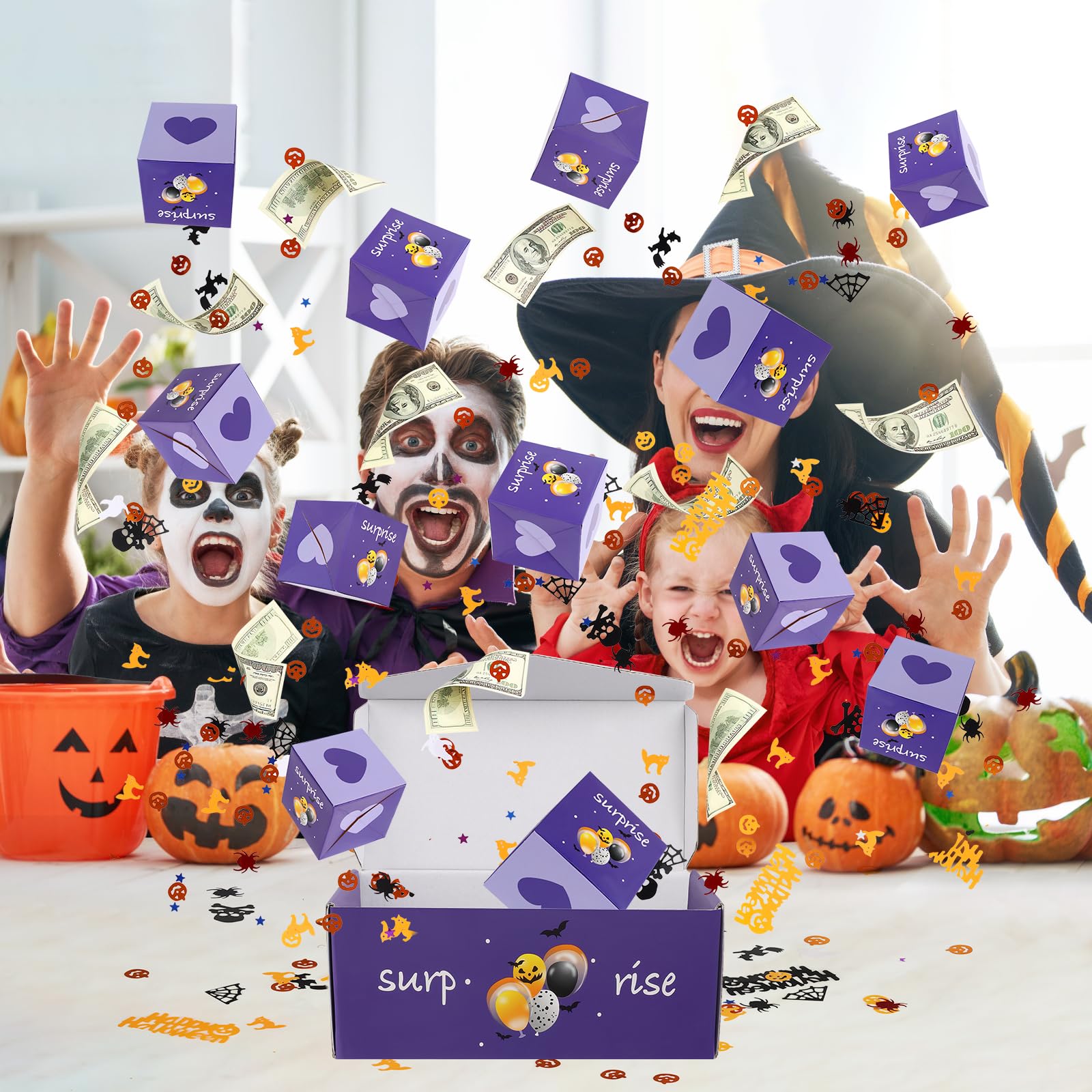 Halloween Surprise Gift Box Explosion, Happy Halloween Exploding Gift Box, Funny Money Box for Cash Candies Gift, for Kids Women Men Best Friend Girlfriend Wife Sister