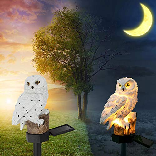 DSDecor Garden Solar Lights Outdoor Decorative Resin Owl Solar LED Lights with Stake for Garden Lawn Pathway Yard Decortions