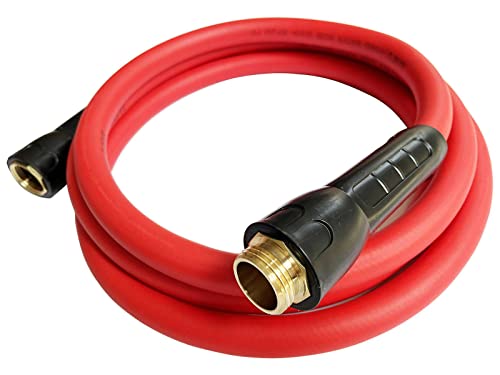 SANFU Hybrid Lead In Garden Hose 5/8 IN(15.5 x 20.8mm). X 10 FT, 200PSI, Heavy Duty, Lightweight, Flexible with Swivel Grip Handle and 3/4" GHT Solid Brass Fittings, RED(10')