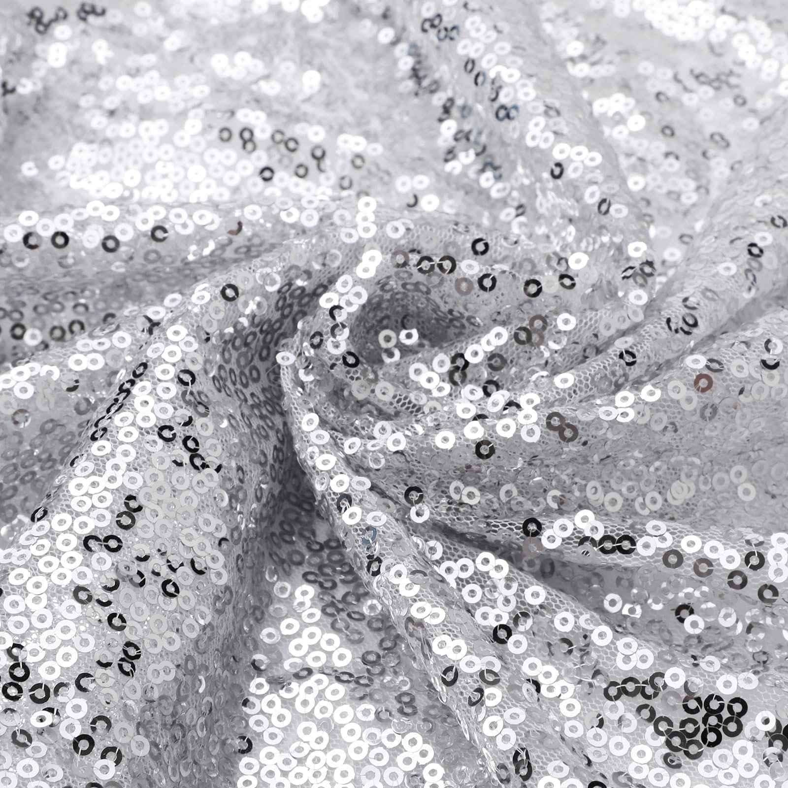 SweetEasy 2packs 2ftx10ft Sequin Glitter Photography Backdrop Curtain Panels Wedding Backdrop for Baby Shower Birthday Home Party Event Festival Restaurant Reception Arch Decoration (Silver)
