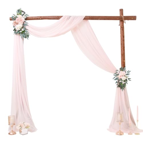 JINVASE Wedding Arch Draping Fabric 2 Panels 29'' Wide 6 Yards Sheer Curtain Backdrop for Party Ceremony Decorations (2 Panels, Light Pink)
