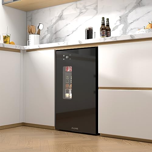 JINJUNYE Beverage Refrigerator and Cooler, 115 Can Beverage Fridge, Cools to 21°F, Mini Fridge Freestanding Beverage for Beverage, Beer Wine, Juice, for Bedroom Bar Office 3 Cu.ft
